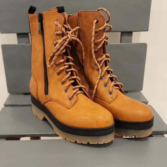 MIA | Shoes | Mia Tan Combat Boots With Laceup Design | Poshmark